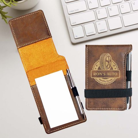 Personalized Mini Notepad And Pen in Rawhide Leatherette