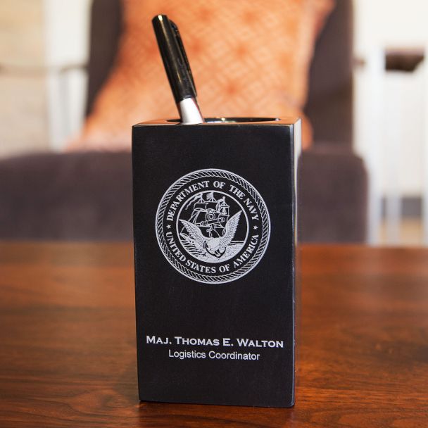 Executive Black Marble Pen/Pencil Holder