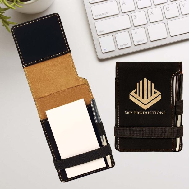 Personalized Mini Notepad And Pen In Black With Gold