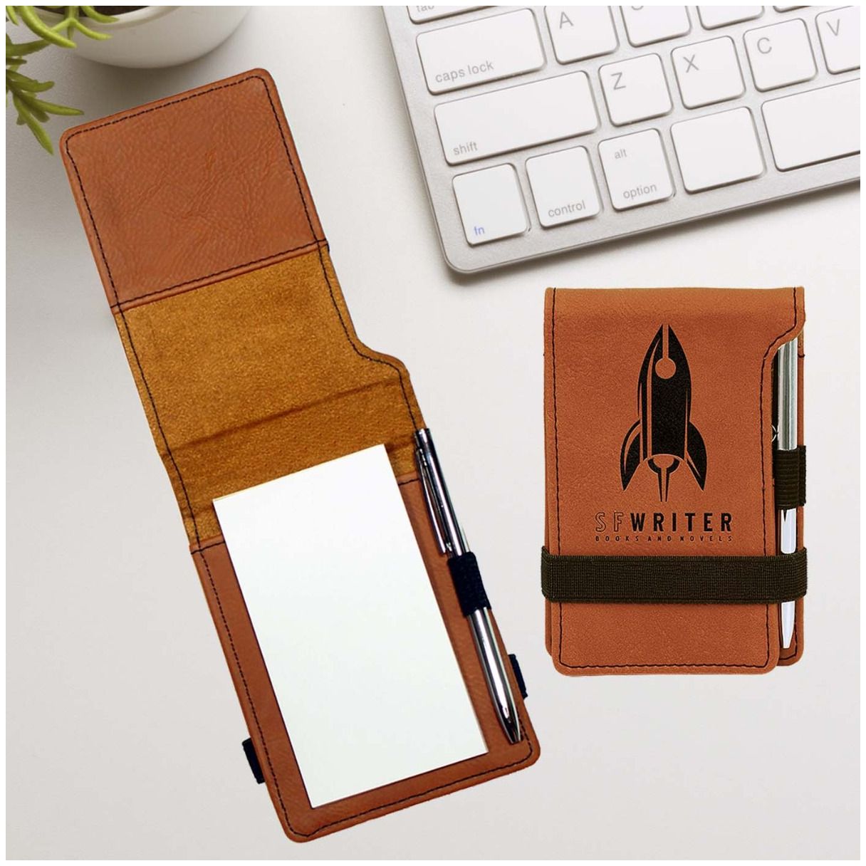 Personalized Mini Notepad And Pen in Rawhide Leatherette