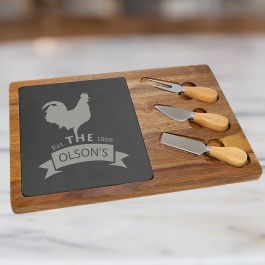 Personalized Slate and Acacia Wood Cheese Set - Perfect Wedding or ...