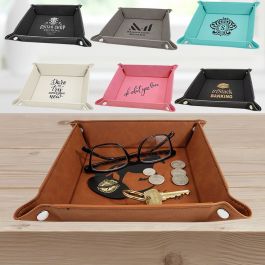 Personalized Leatherette Snap Up Storage Tray